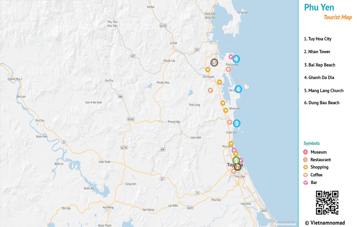 Map of Phu Yen | Phu Yen Tourist Map | Vietnamnomad