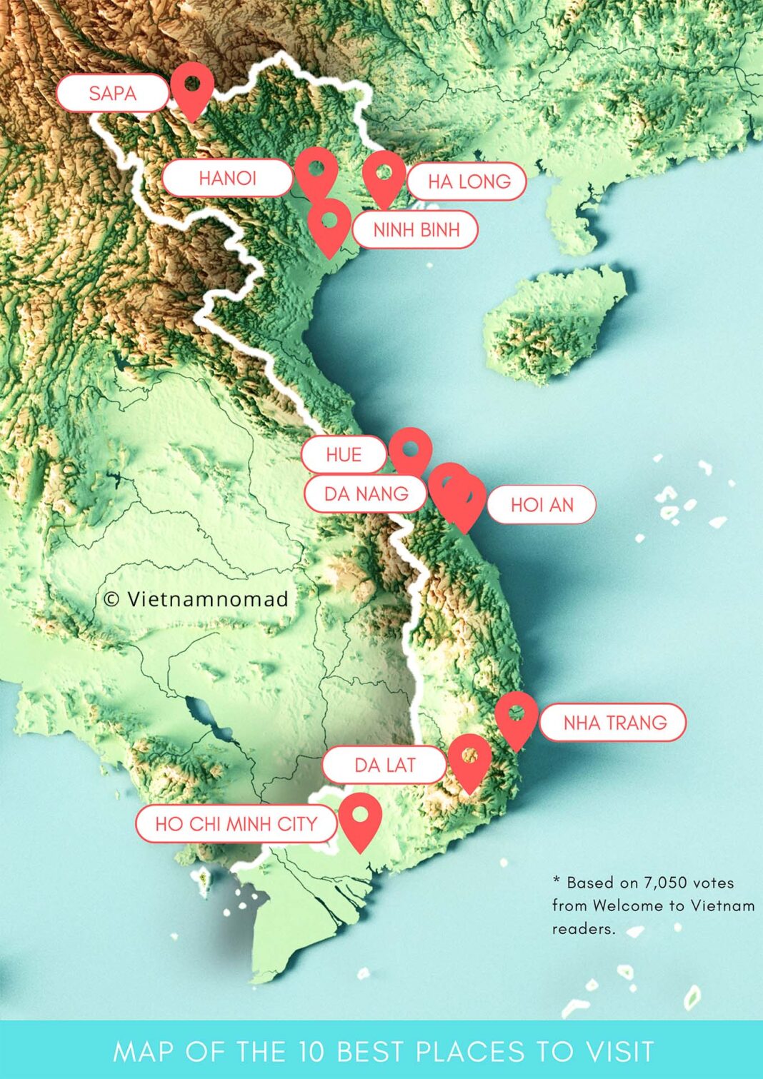 Map of the best places to visit in Vietnam - Vietnamnomad