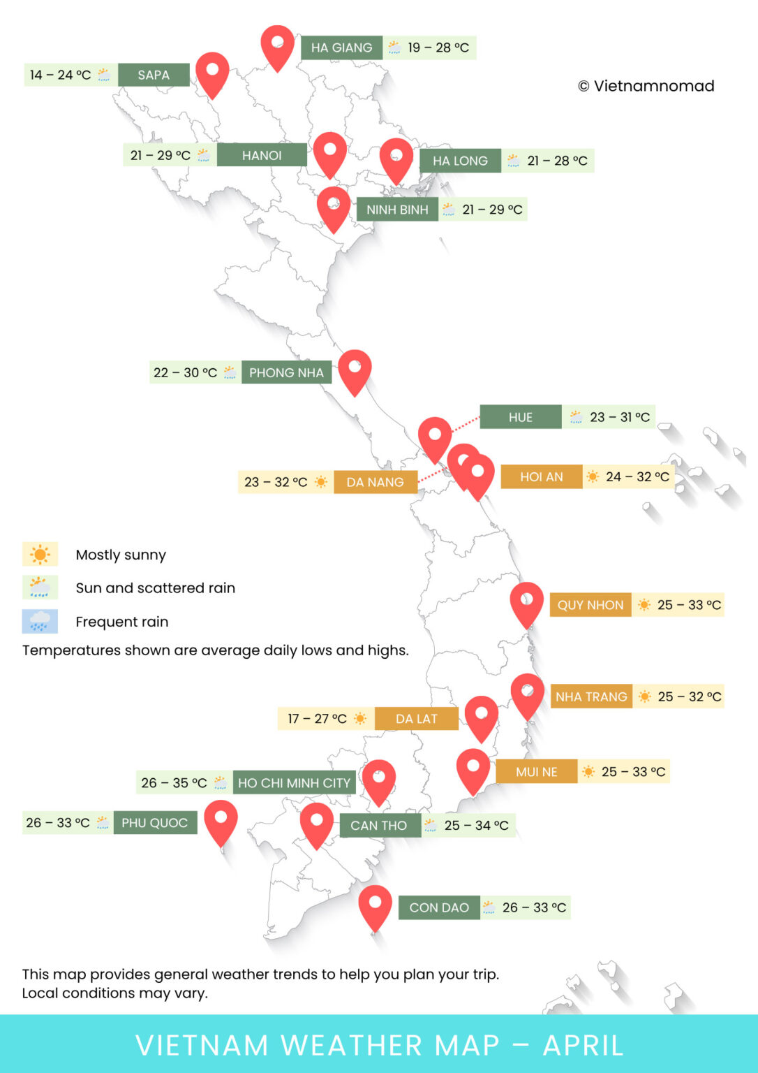 Vietnam Weather Map for April - Vietnamnomad